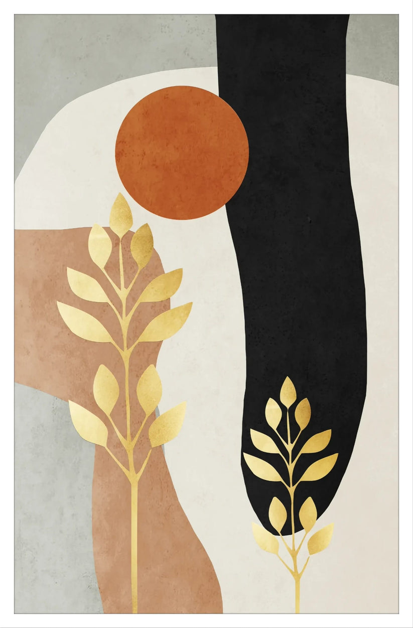 Golden Solstice: Abstract Botanical Wall Art – The Art Nova