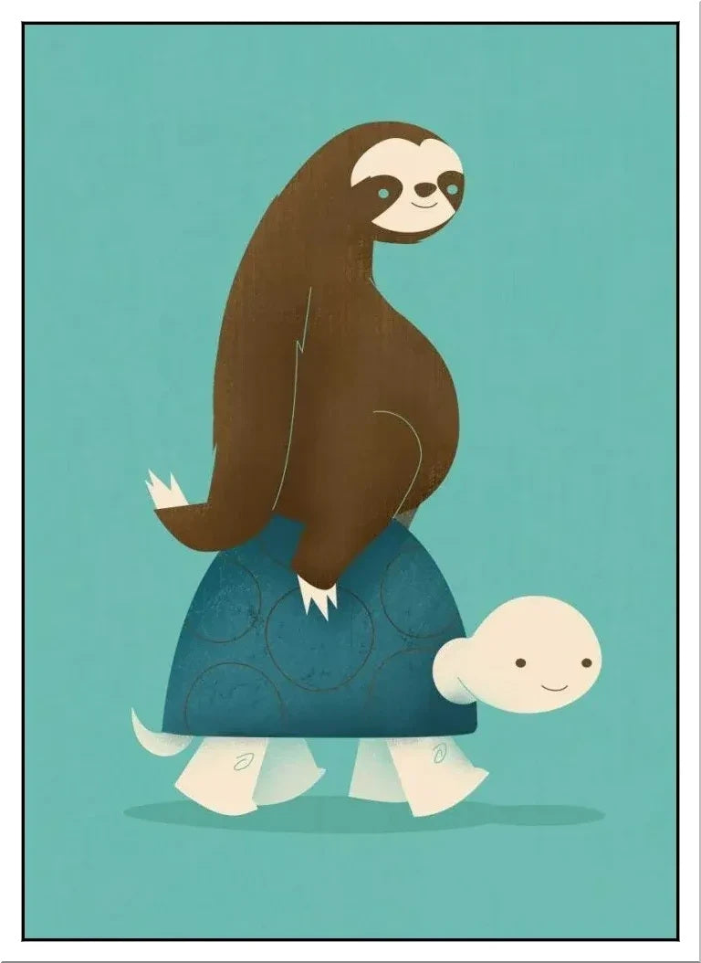 Slow and Sweet: Adorable Sloth and Turtle Print for Living Room – The ...